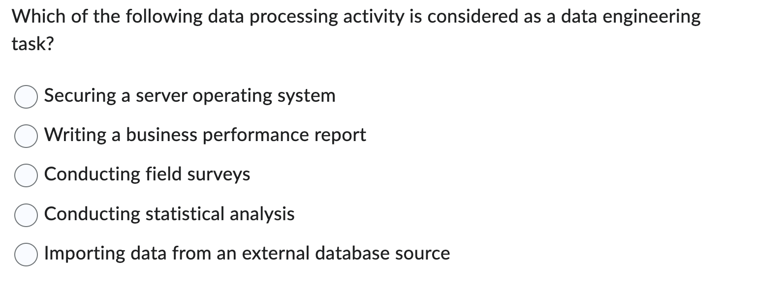 Solved Which of the following data processing activity is | Chegg.com