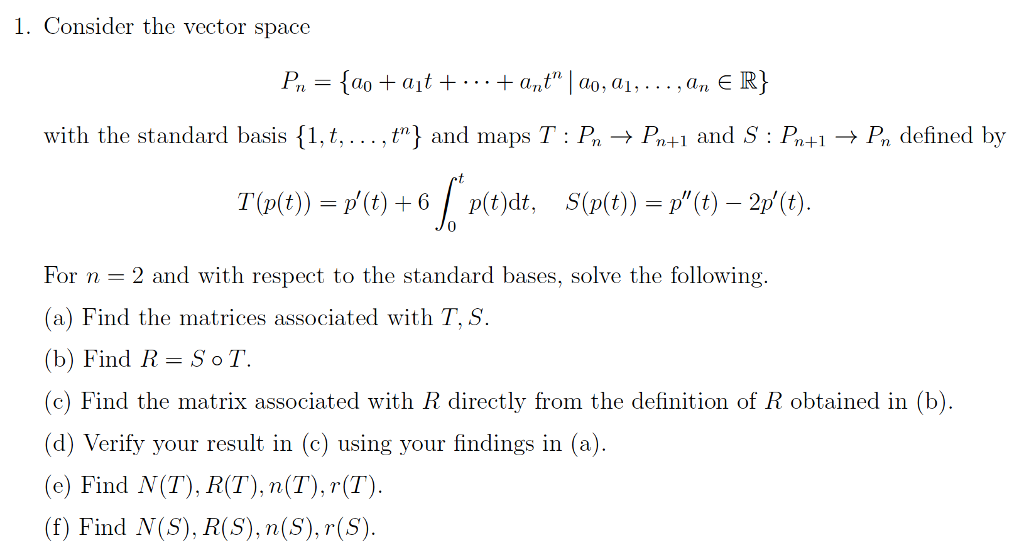 Solved 1. Consider the vector space with the standard basis | Chegg.com
