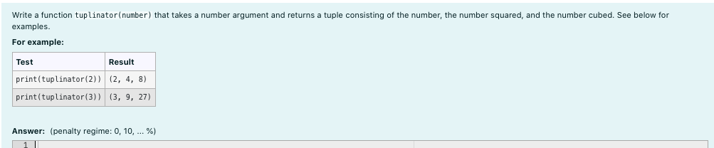 Solved Write a function tuplinator (number) that takes a | Chegg.com