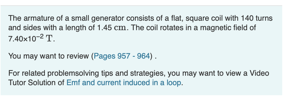 Solved The armature of a small generator consists of a flat, | Chegg.com