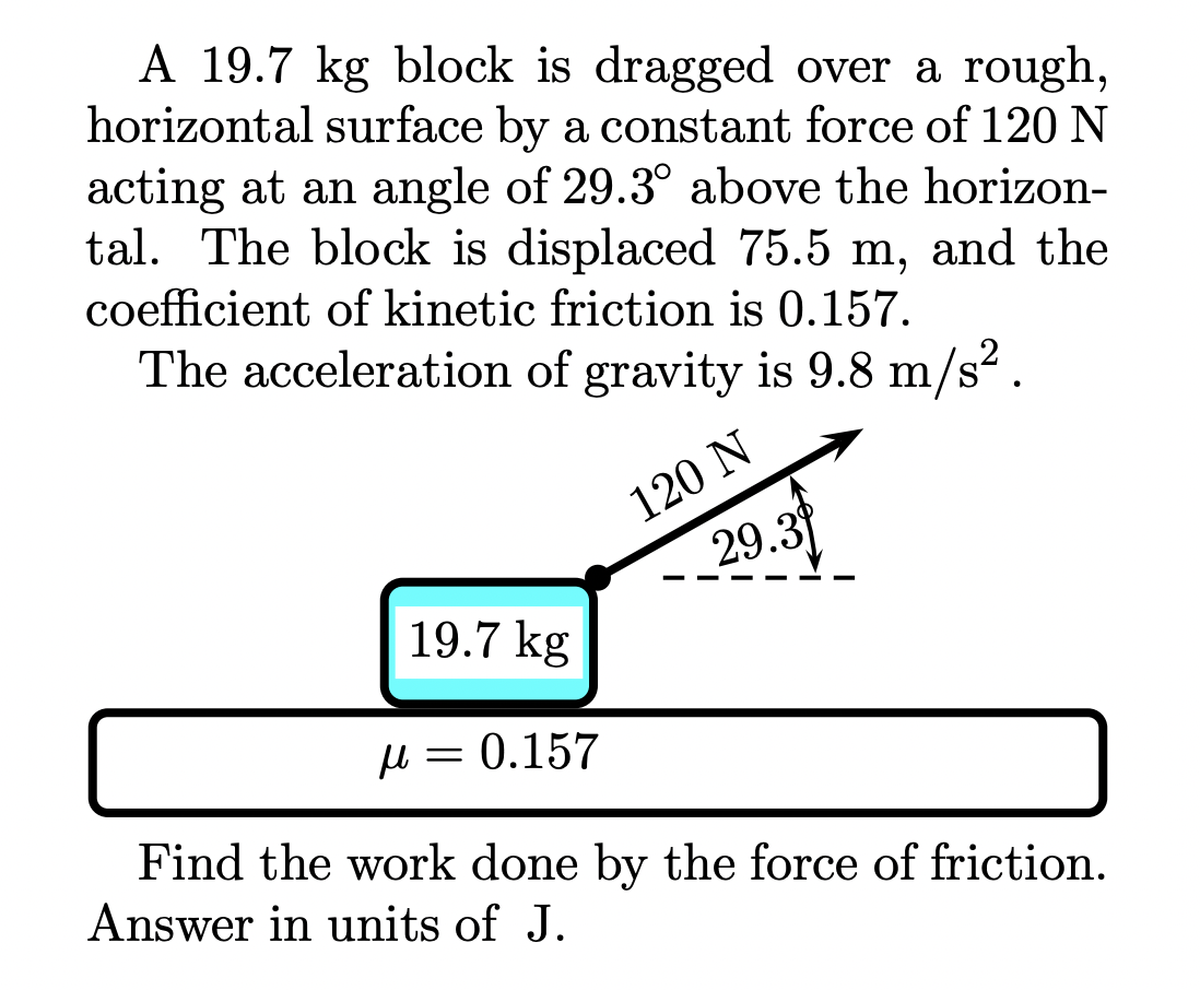 Solved A 19.7kg ﻿block is dragged over a rough,horizontal | Chegg.com