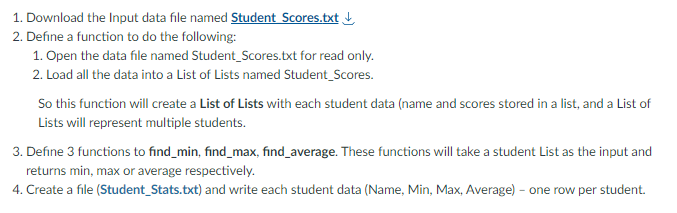 Solved 1. Download the Input data file named Student | Chegg.com