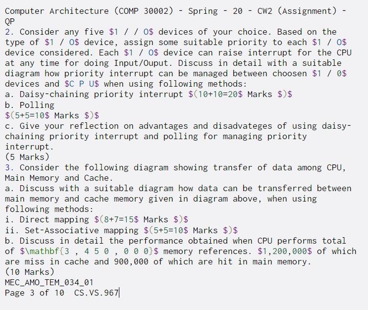 Solved Computer Architecture (COMP 30002) - Spring - 20 - | Chegg.com