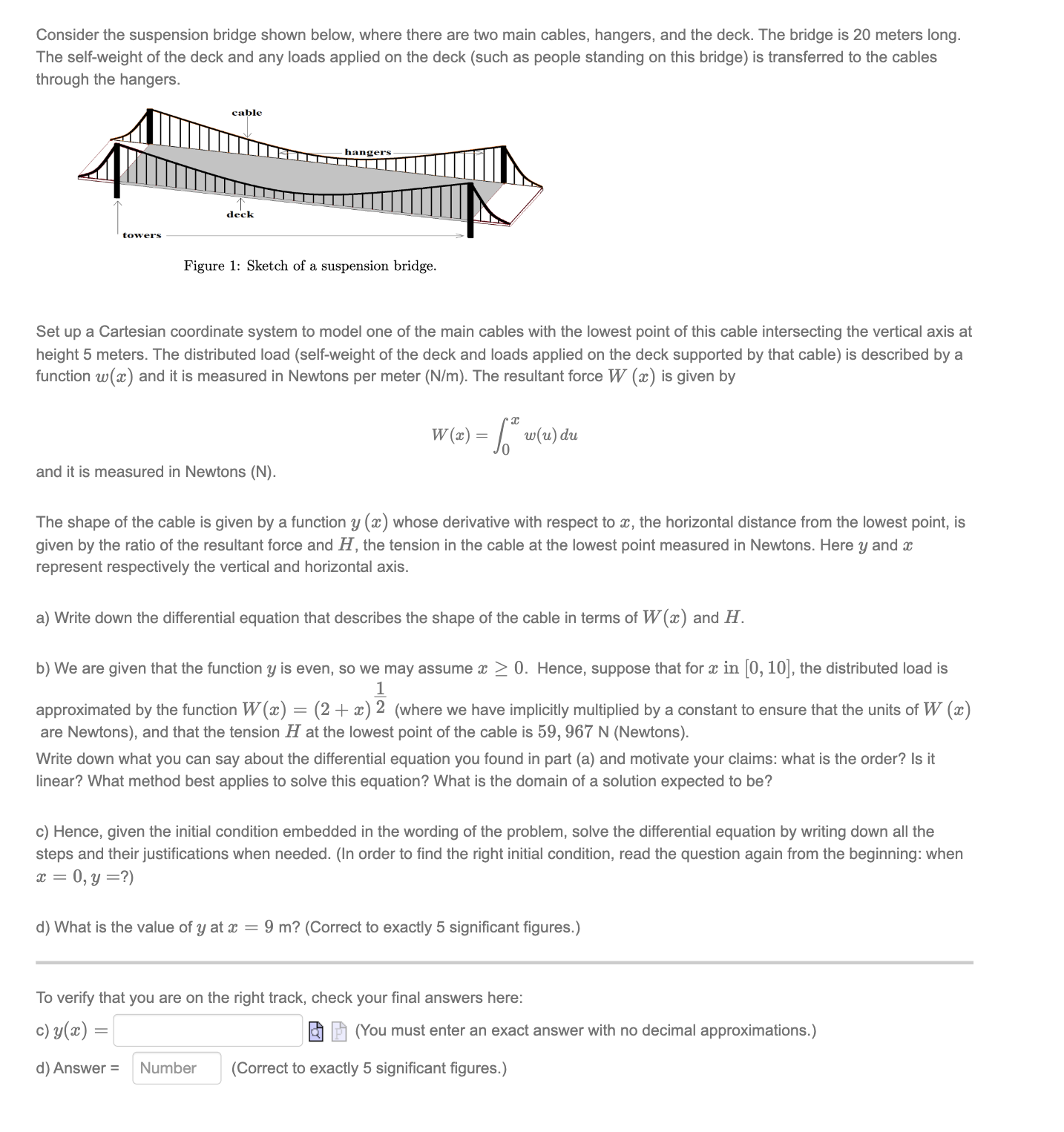 Solved Consider the suspension bridge shown below, where | Chegg.com