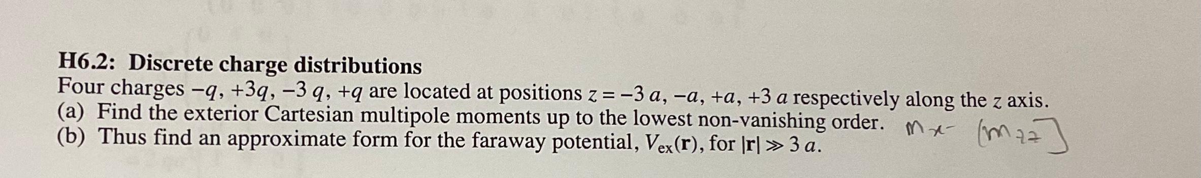 Solved H6.2: Discrete charge distributions Four charges | Chegg.com