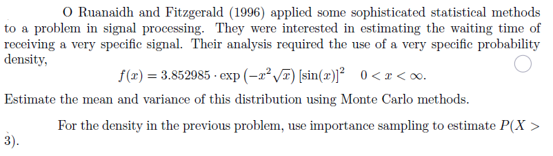 O Ruanaidh and Fitzgerald (1996) applied some | Chegg.com