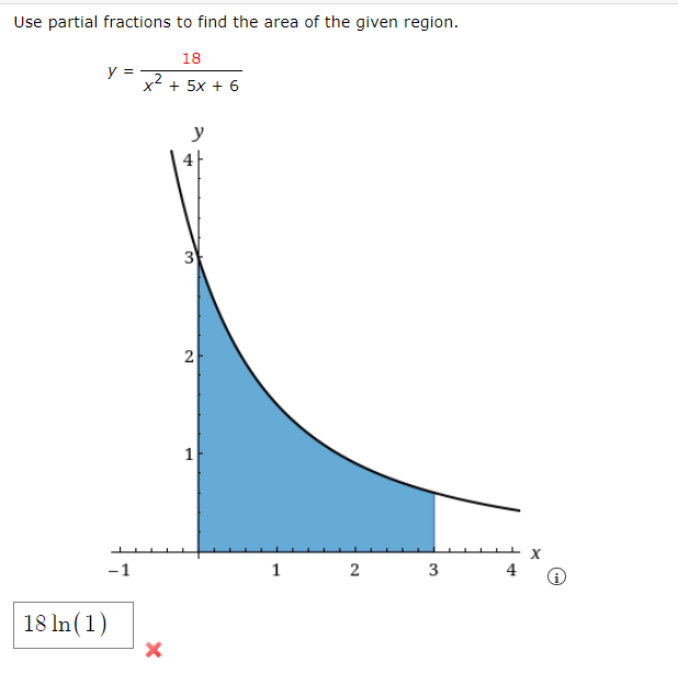 Solved Use partial fractions to find the area of the given | Chegg.com