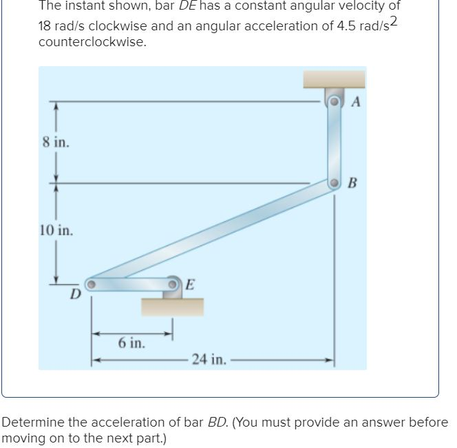 Solved The instant shown, bar DE has a constant angular | Chegg.com