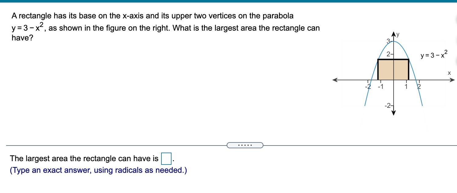 Solved A rectangle has its base on the x-axis and its upper | Chegg.com