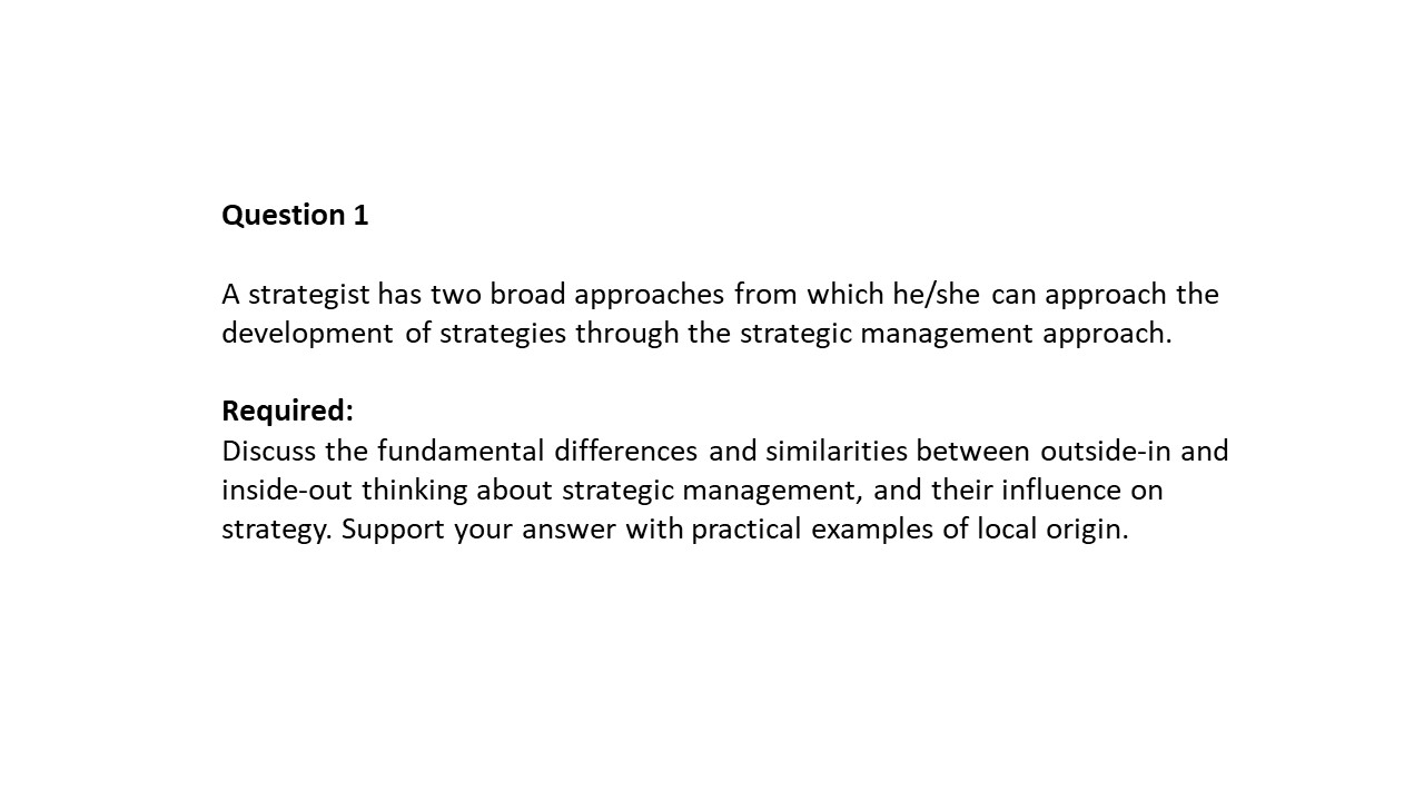 Solved Question 1 A strategist has two broad approaches from | Chegg.com