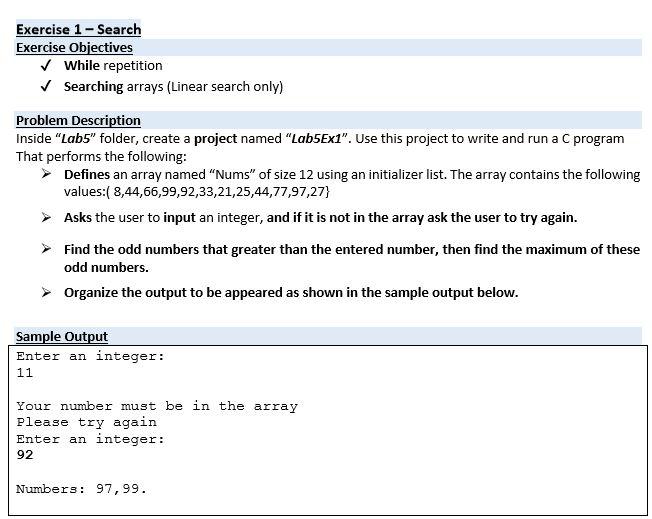 Solved Exercise 1 - Search Exercise Objectives While | Chegg.com