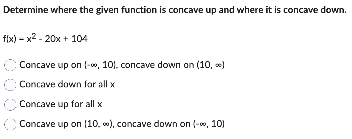 Solved Determine where the given function is concave up and | Chegg.com