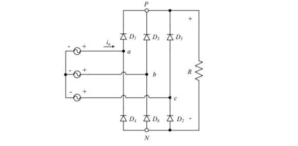 Solved 4. Fig. 4 shows the three-phase diode bridge | Chegg.com