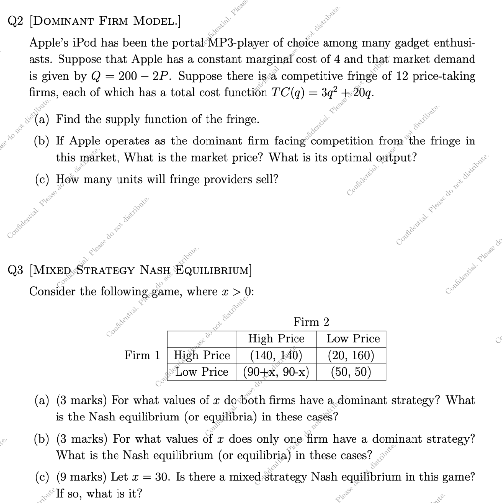 fidential. Please not distribute. not distribute. | Chegg.com