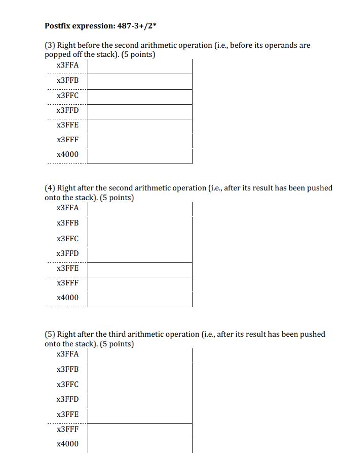 Solved 3.4 Consider the evaluation of postfix expression | Chegg.com