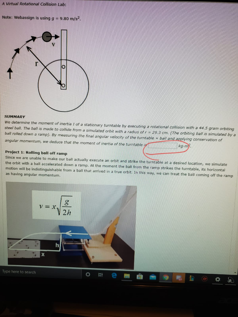 Virtual Rotational Collision Lab: lote: Webassign is | Chegg.com