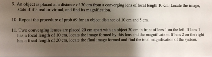 Solved 9. An object is placed at a distance of 30 cm from a | Chegg.com