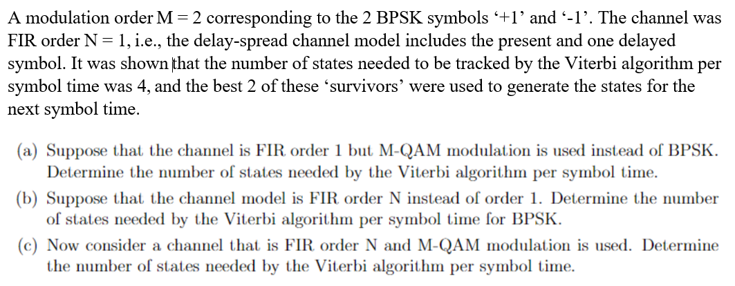 Solved A modulation order M=2 corresponding to the 2 BPSK | Chegg.com