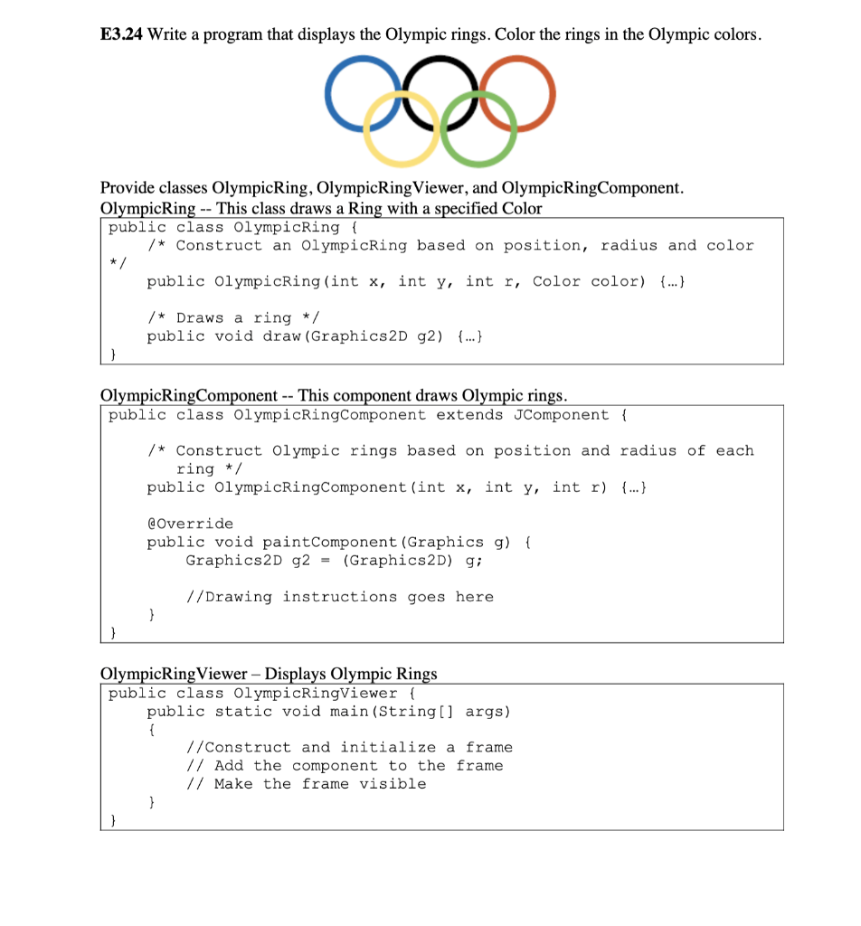 Solved E3.24 Write a program that displays the Olympic | Chegg.com