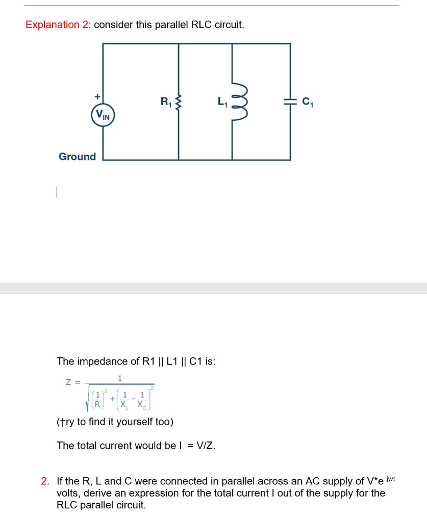 Solved Explanation 2: consider this parallel RLC circuit. RB | Chegg.com