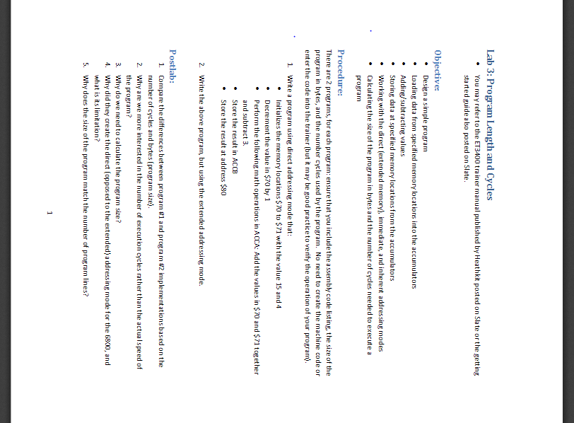 Lab 3: Program Length and Cycles You may refer to the | Chegg.com