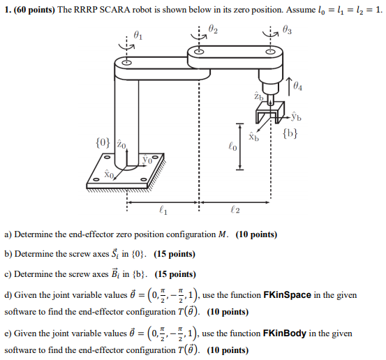 1. (60 points) The RRRP SCARA robot is shown below in | Chegg.com