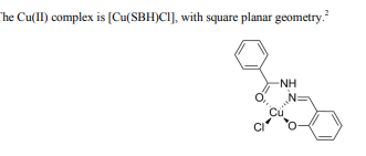 Solved he Cu(II) complex is [Cu(SBH)Cl], with square planar | Chegg.com
