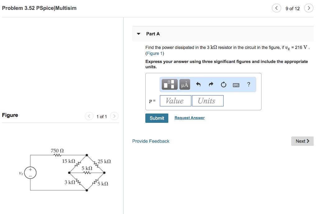 Solved Problem 3.52 PSpice Multisim 9 of 12 ? Part A Find | Chegg.com