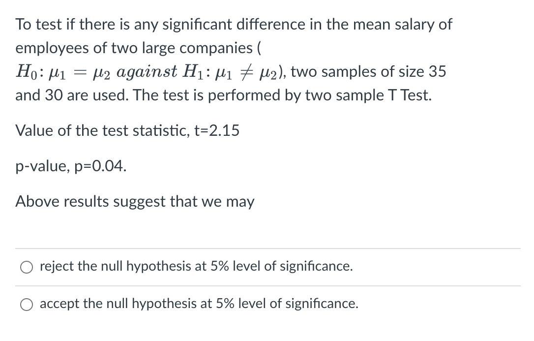 Solved To test if there is any significant difference in the | Chegg.com