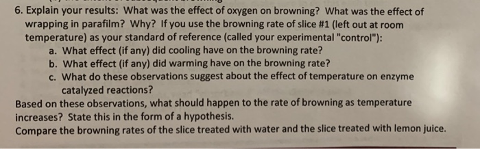 Solved 6. Explain your results: What was the effect of | Chegg.com