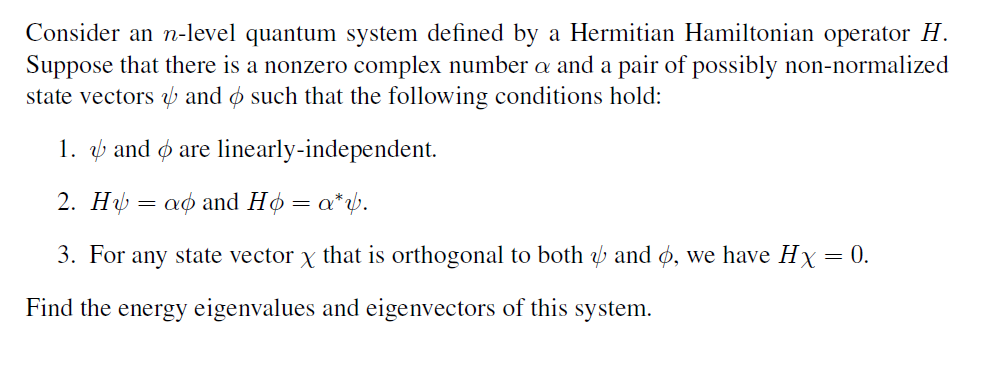Solved Consider an n-level quantum system defined by a | Chegg.com