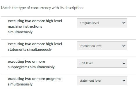 Solved Match the type of concurrency with its description: | Chegg.com