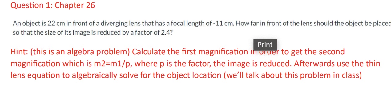 Solved Question 1: Chapter 26An object is 22cm ﻿in front of | Chegg.com