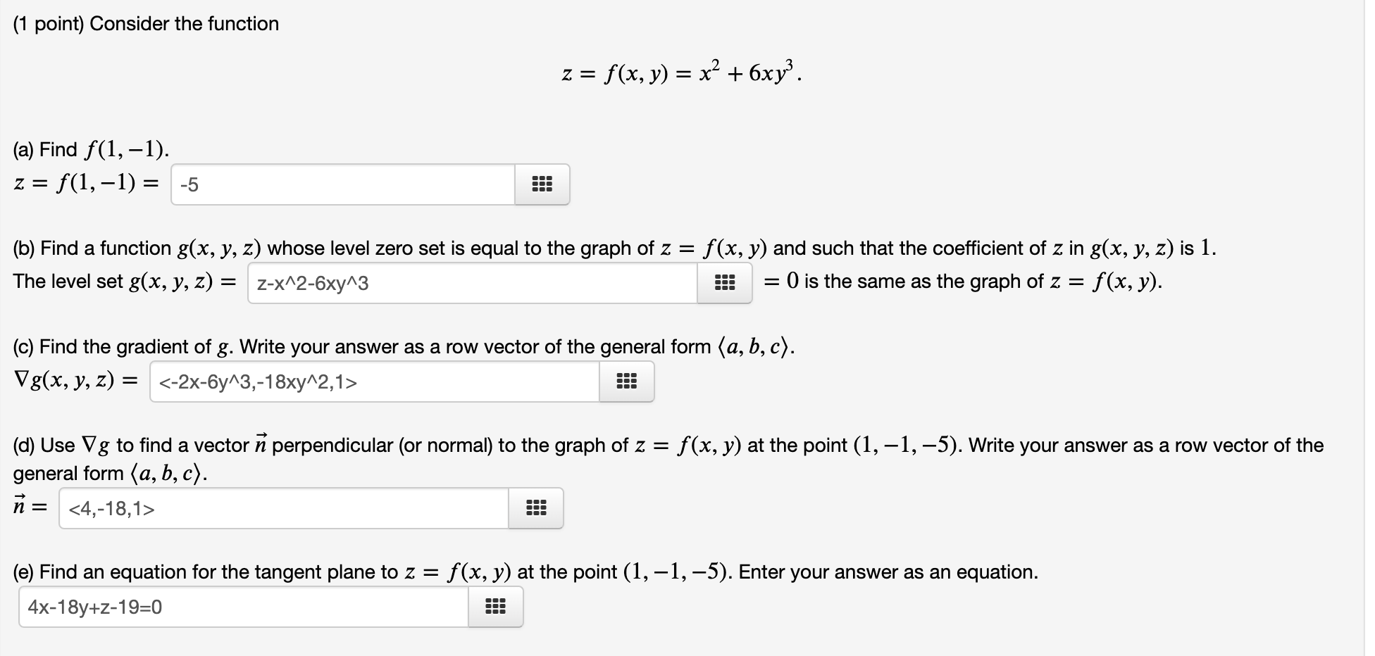 Solved 1 Point Consider The Function Z F X Y X2 6xy3 A
