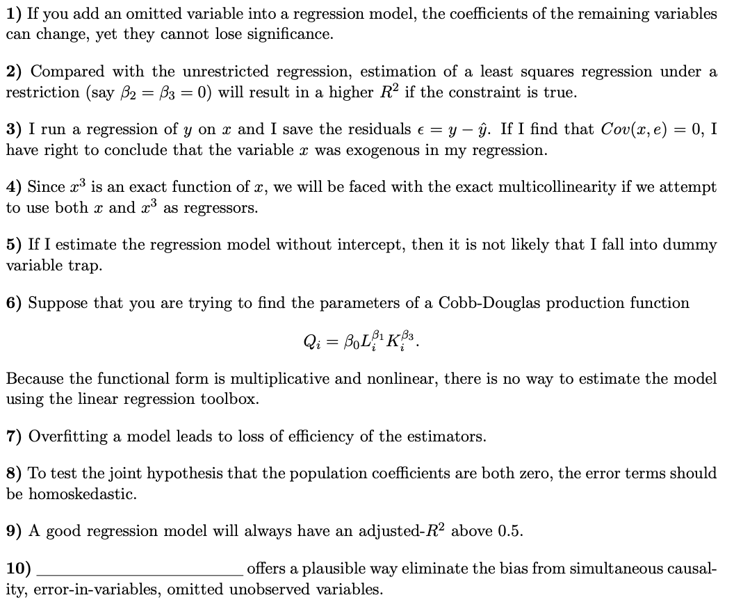 Solved True/False and fill in the blanks | Chegg.com