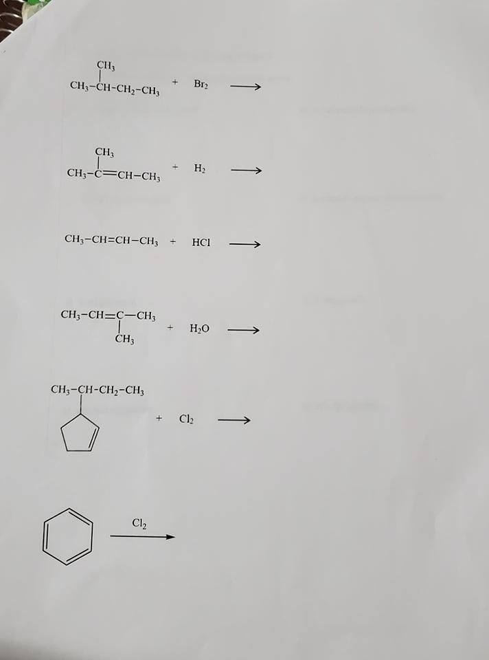 Solved CH, CH3-CH-CH2-CH3 Br2 CH, CH3-C=CH-CH: H: | Chegg.com