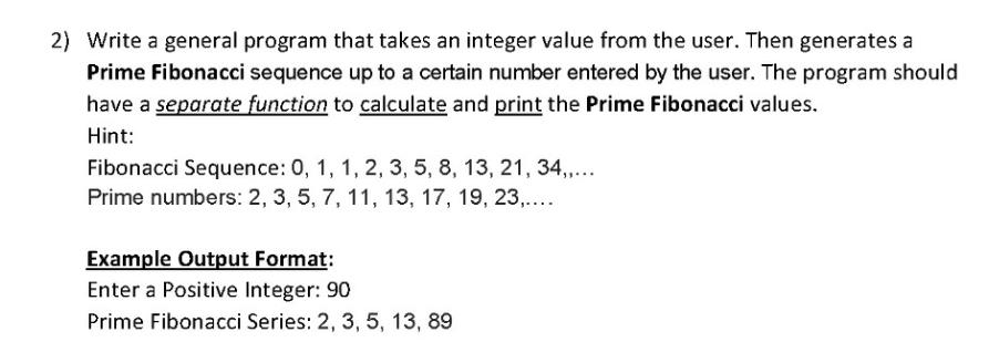 Solved 2) Write a general program that takes an integer | Chegg.com