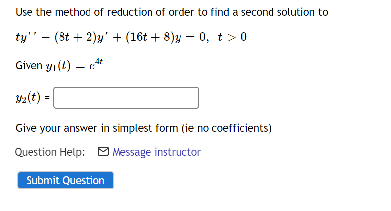 Solved Use the method of reduction of order to find a second | Chegg.com