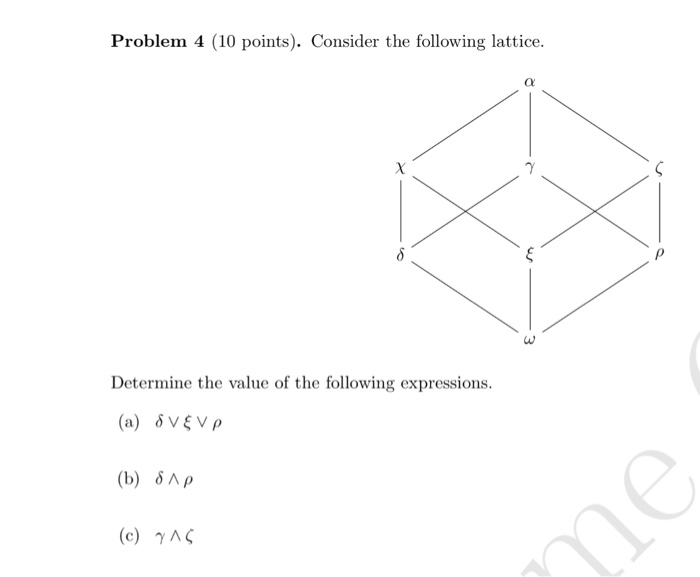 Solved Consider the following lattice. Determine the value | Chegg.com