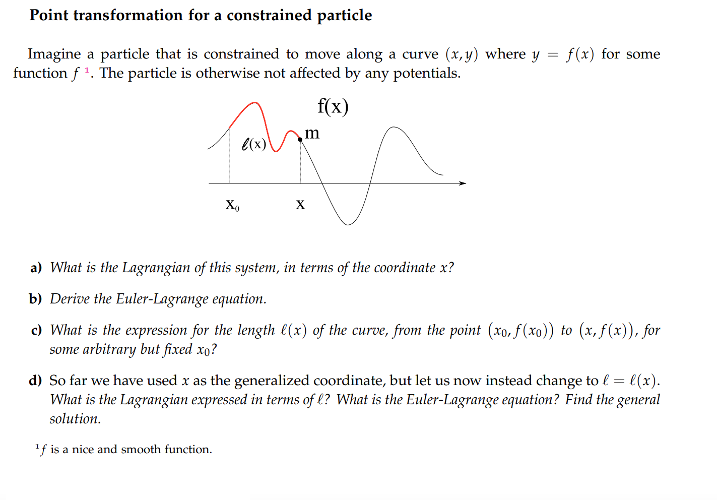 Point transformation for a constrained particle | Chegg.com