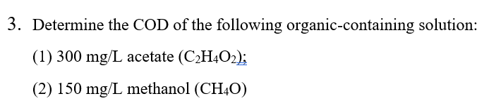 Solved 3. Determine the COD of the following | Chegg.com