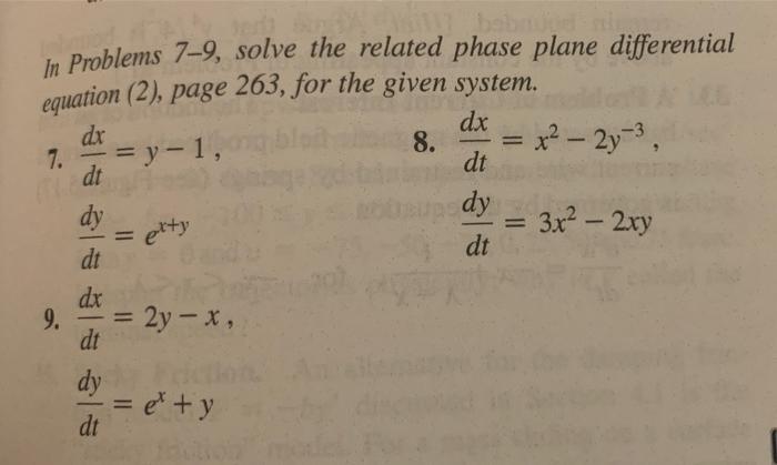 Solved 8. - In Problems 7-9, solve the related phase plane | Chegg.com