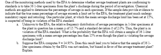 Solved One of the monitoring methods used by the EPA to | Chegg.com