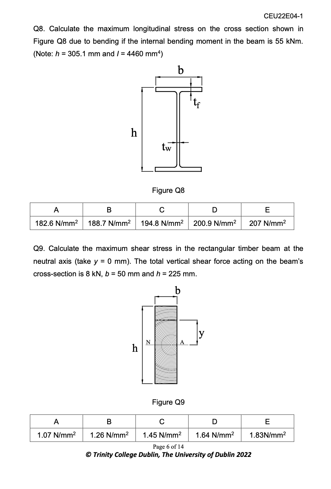 Solved CEU22E04-1 Q8. Calculate the maximum longitudinal | Chegg.com