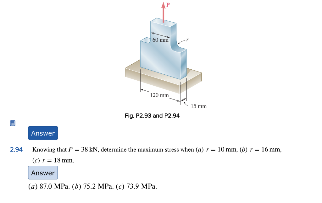 Solved 94 Knowing that P=38kN, determine the maximum stress | Chegg.com