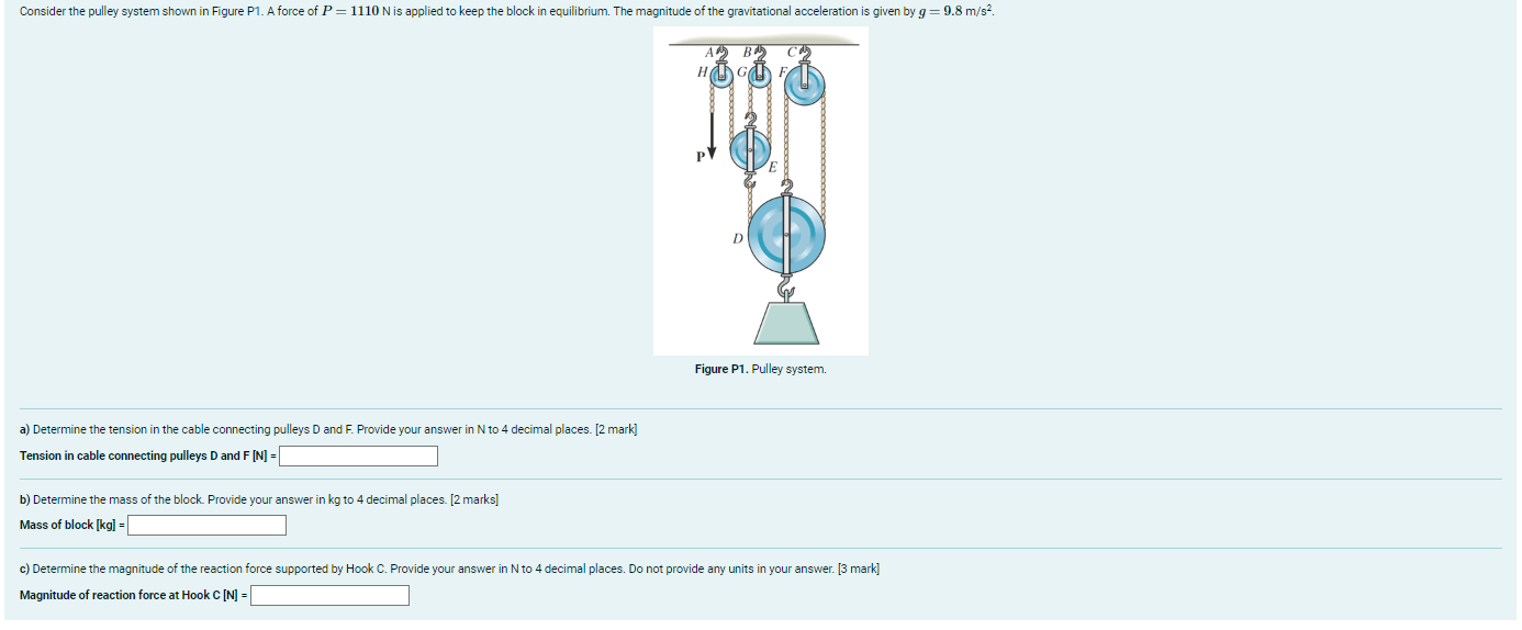 Solved Consider the pulley system shown in Figure P1. ﻿A | Chegg.com