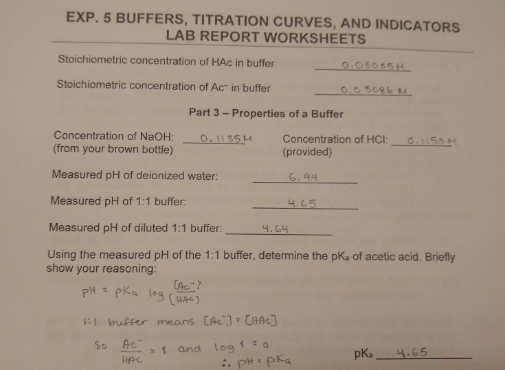 Solved EXP. 5 BUFFERS, TITRATION CURVES, AND INDICATORS LAB | Chegg.com