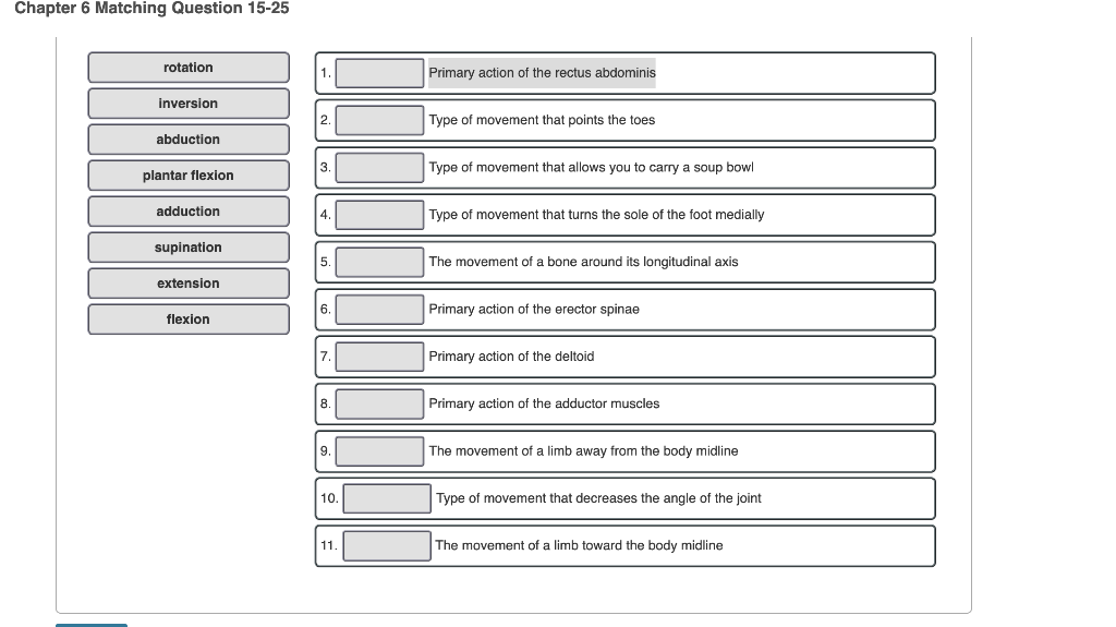 Solved Chapter 6 Matching Question 15-25 rotation 1 Primary | Chegg.com