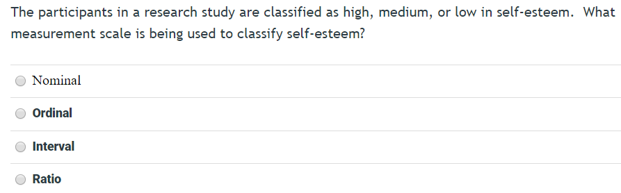 Solved What scale of measurement is being used when a | Chegg.com