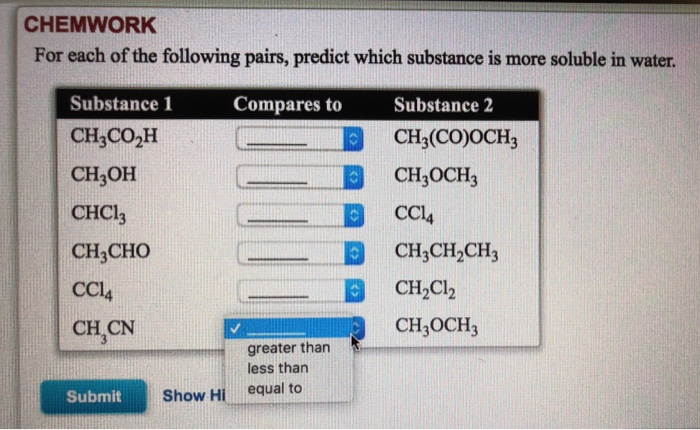 Solved CHEMWORK For each of the following pairs, predict | Chegg.com